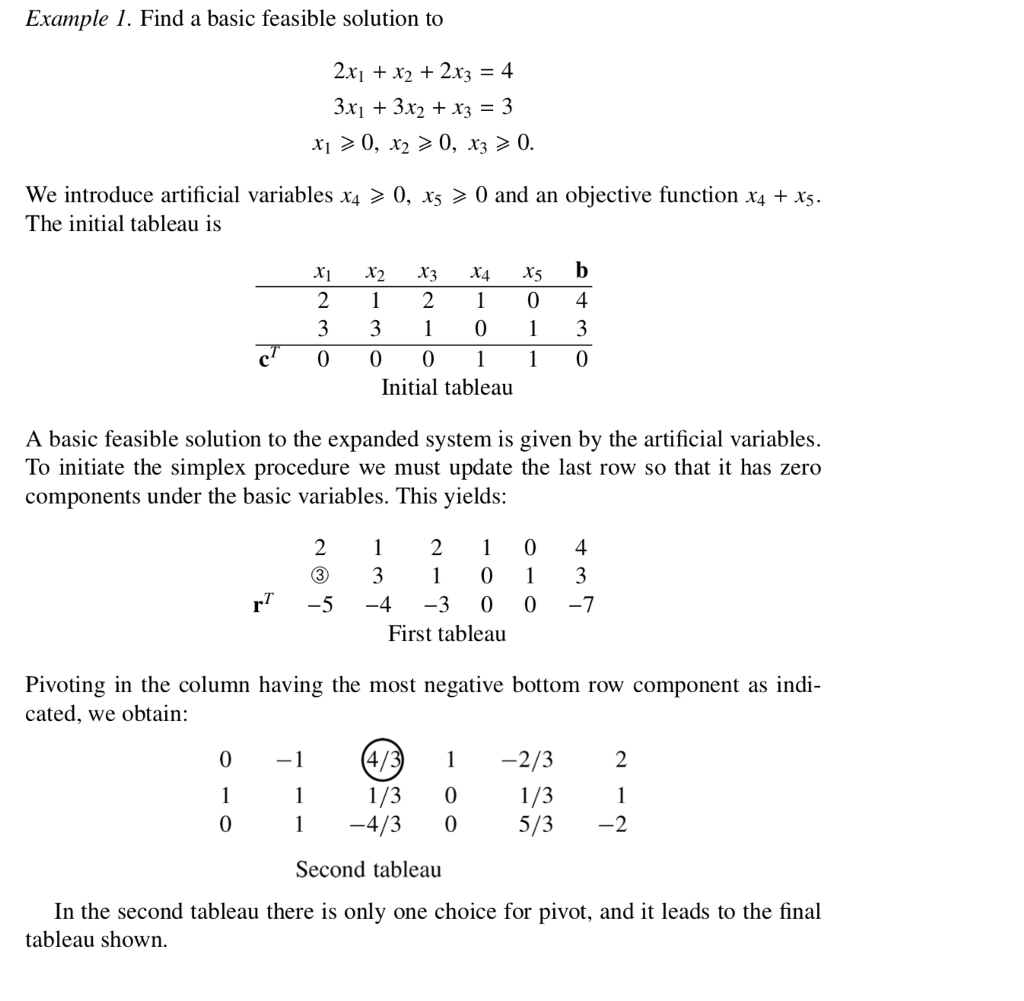 Solved Example 1. Find a basic feasible solution to We | Chegg.com