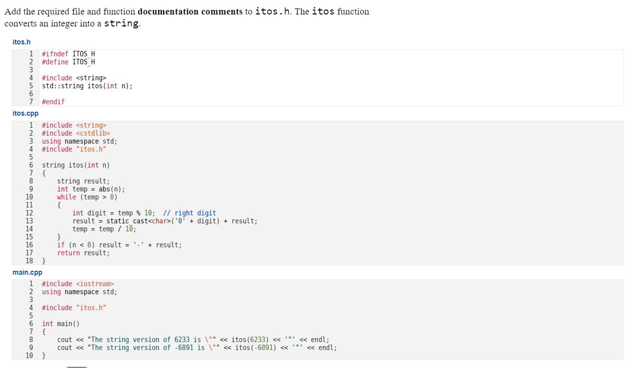 Solved dd the required file and function documentation | Chegg.com