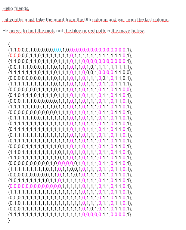 Maze Solving 1. The CONSOLE (which will not be a Form | Chegg.com