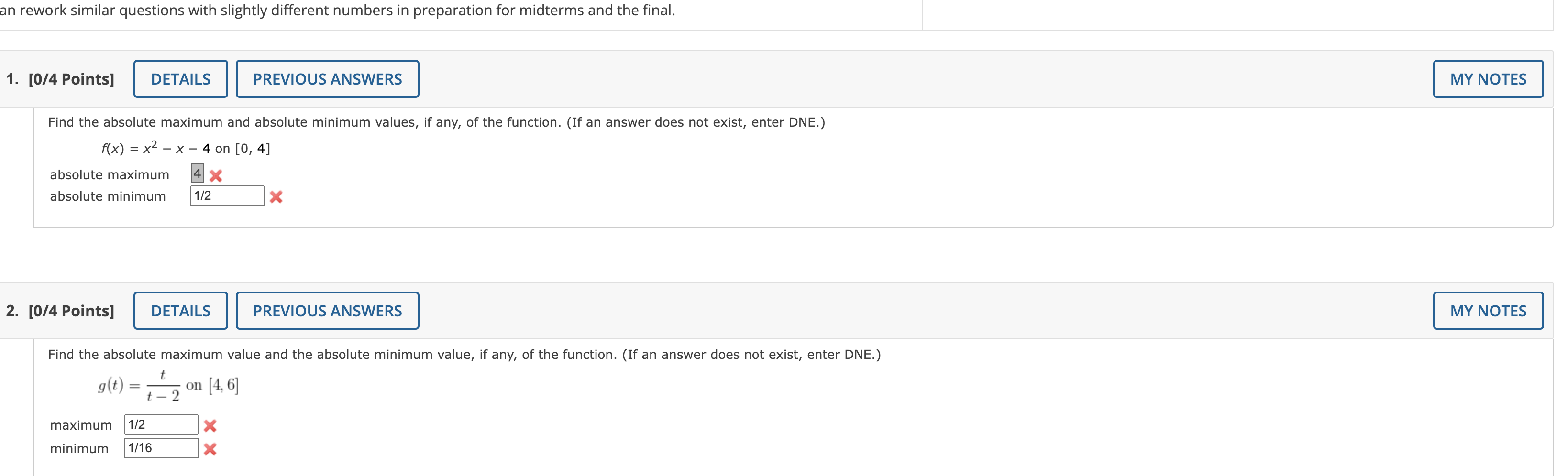 Solved Find The Absolute Maximum And Absolute Minimum