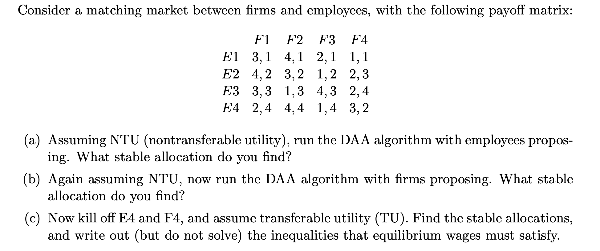 Solved Consider a matching market between firms and | Chegg.com