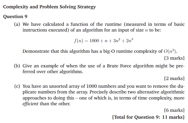 Solved Complexity and Problem Solving Strategy Question 9 | Chegg.com