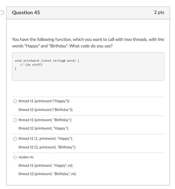 Solved Question 45 2 pts You have the following function, | Chegg.com