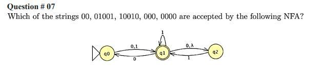 Solved Question # 07 Which of the strings 00, 01001, 10010, | Chegg.com