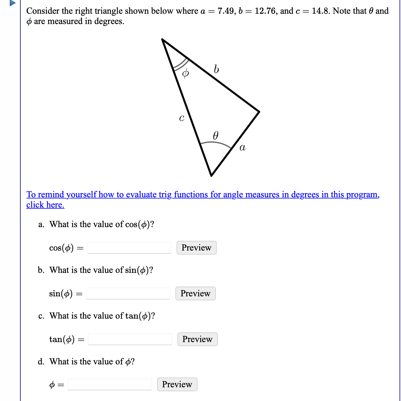 Solved Consider the right triangle shown below where | Chegg.com