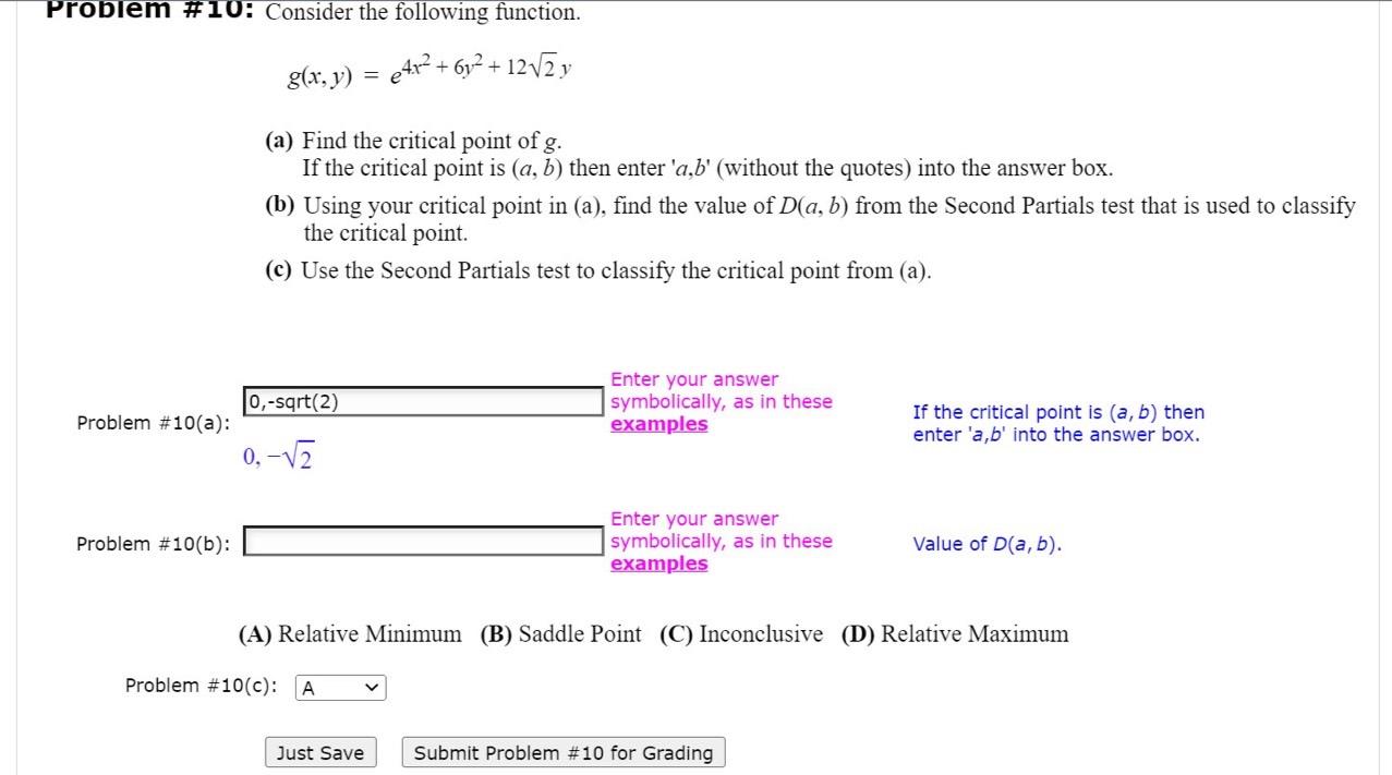 Solved Consider the following function. g(x, y) = | Chegg.com