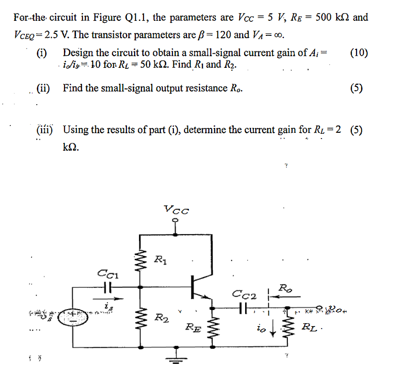 Solved Design the circuit to obtain a small-signal current. | Chegg.com
