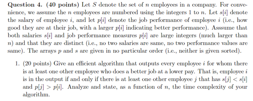 Solved Question 4. (40 points) Let S denote the set of n | Chegg.com