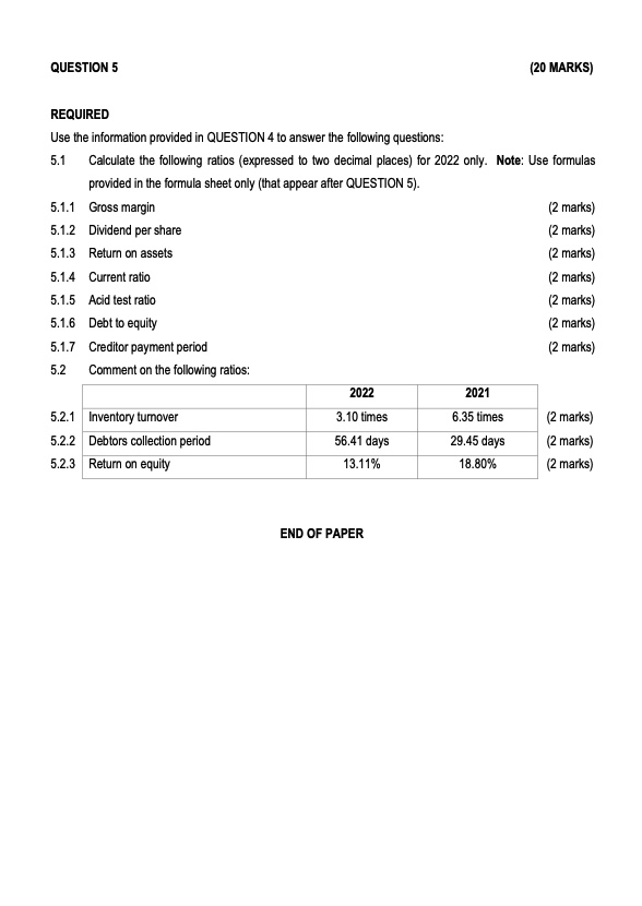 END OF PAPER | Chegg.com