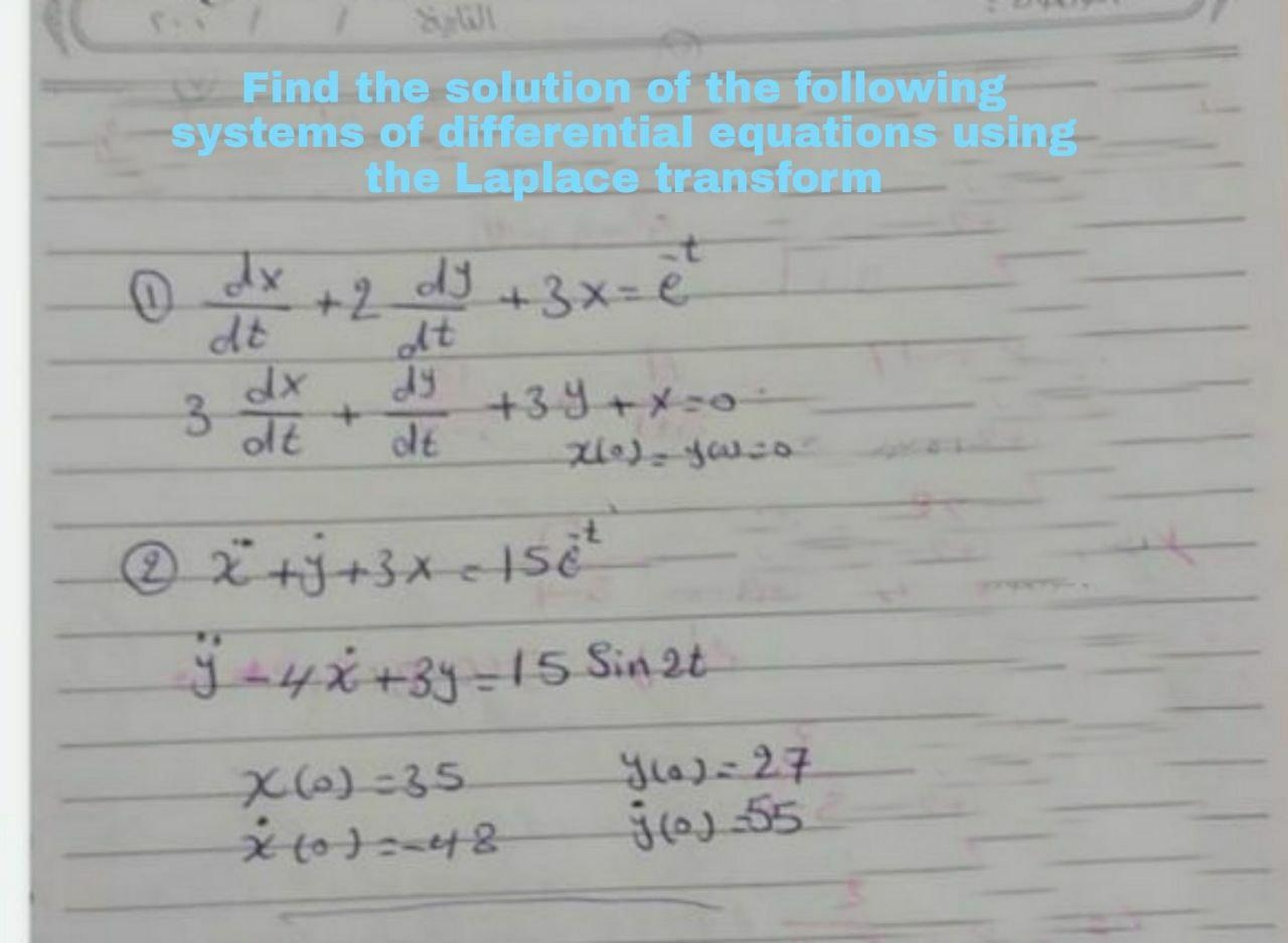Solved Find the solution of the following systems of | Chegg.com