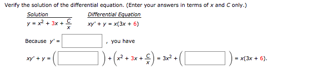Solved Verify the solution of the differential equation. | Chegg.com