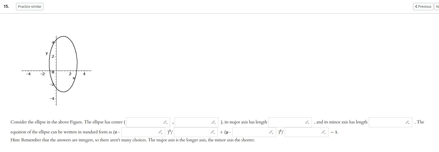 Solved Consider the ellipse in the above Figure. The ellipse | Chegg.com