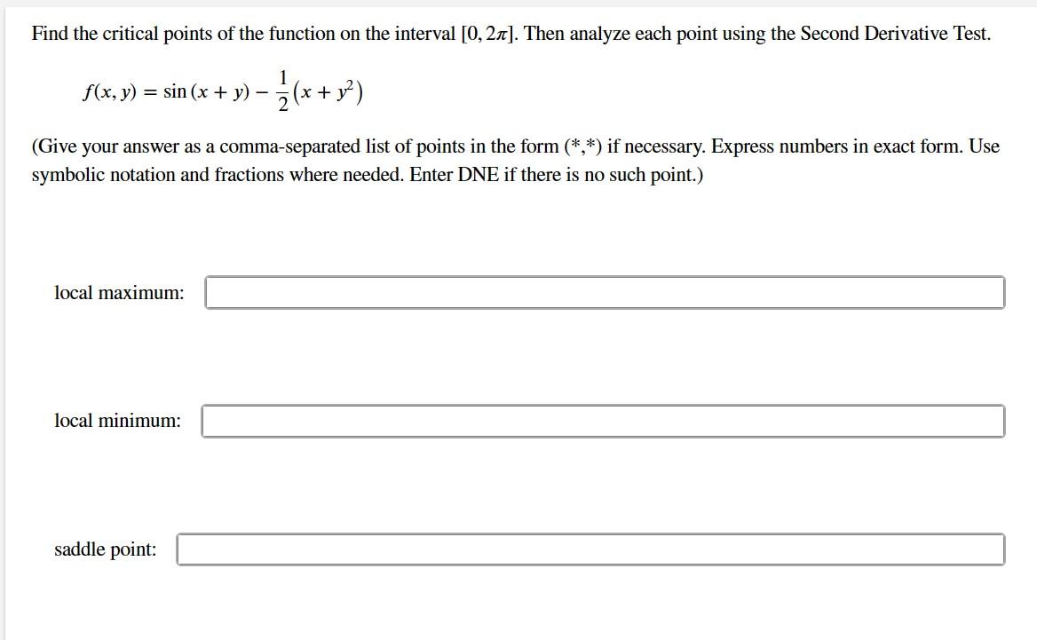 Solved Find the critical points of the function on the | Chegg.com