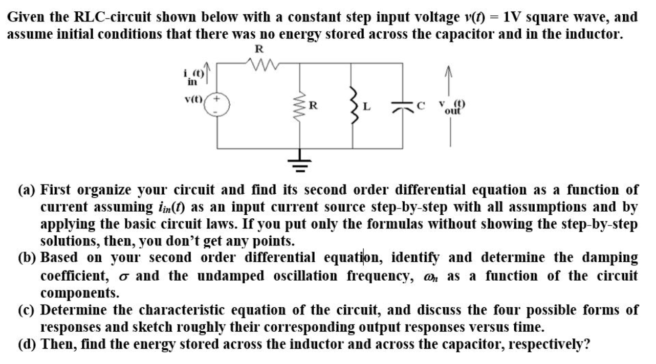Solved Given the RLC-circuit shown below with a constant | Chegg.com