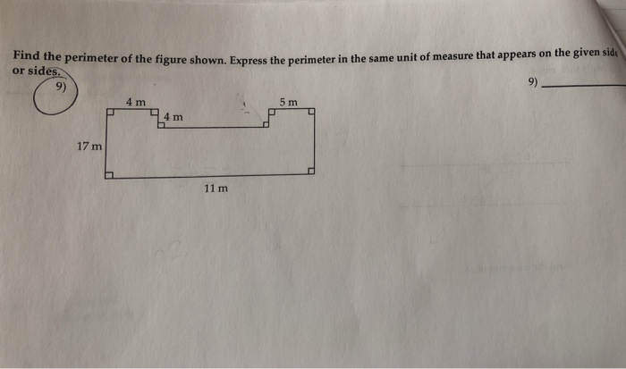 Solved Find the perimeter of the figure shown. Express the | Chegg.com