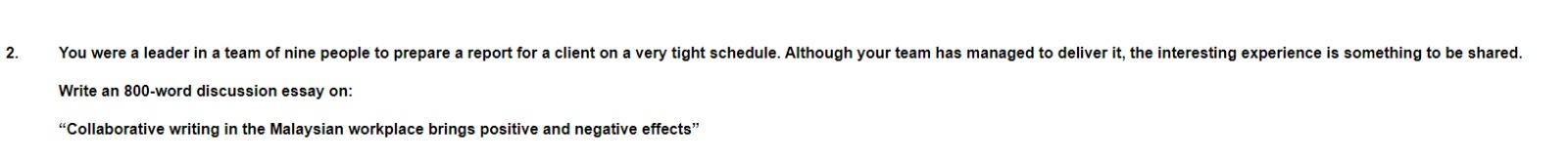 Write an 800-word discussion essay on: "Collaborative | Chegg.com