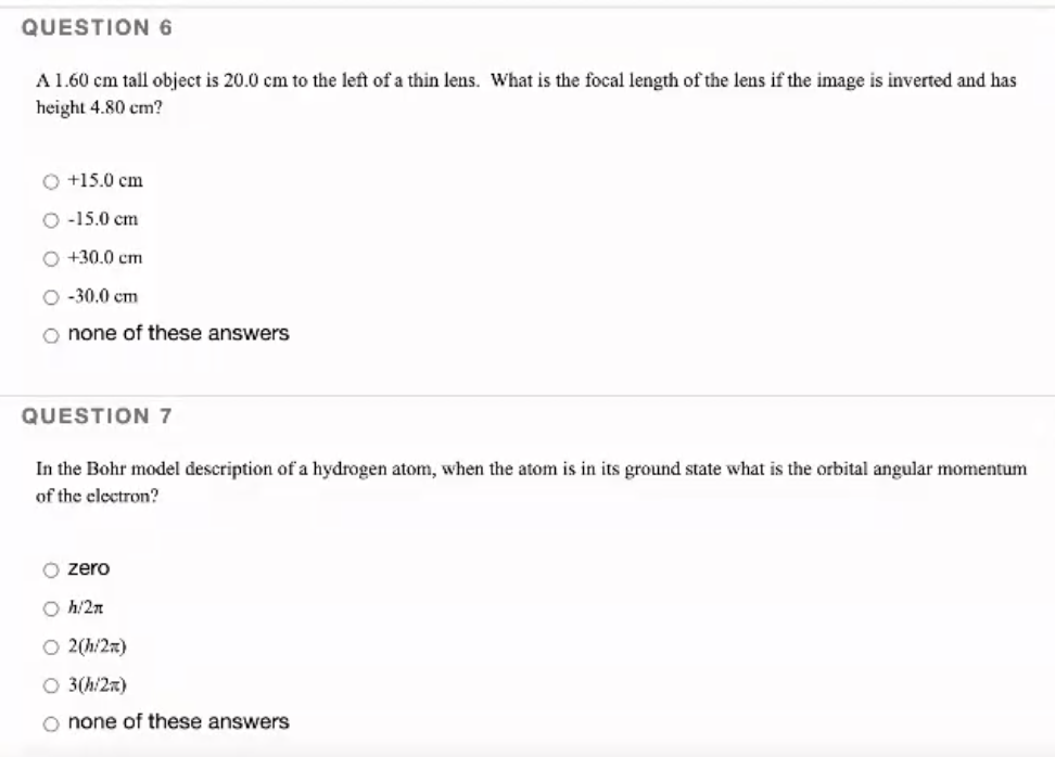 Solved QUESTION 6 A 1.60 cm tall object is 20.0 cm to the | Chegg.com