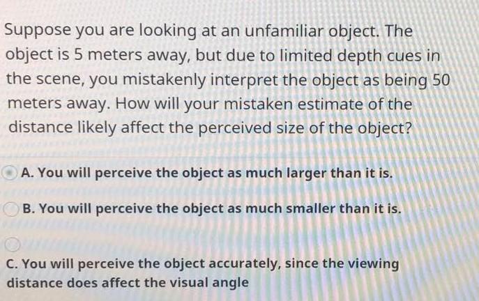 Solved Suppose you are looking at an unfamiliar object. The | Chegg.com