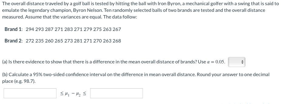 Solved The overall distance traveled by a golf ball is | Chegg.com