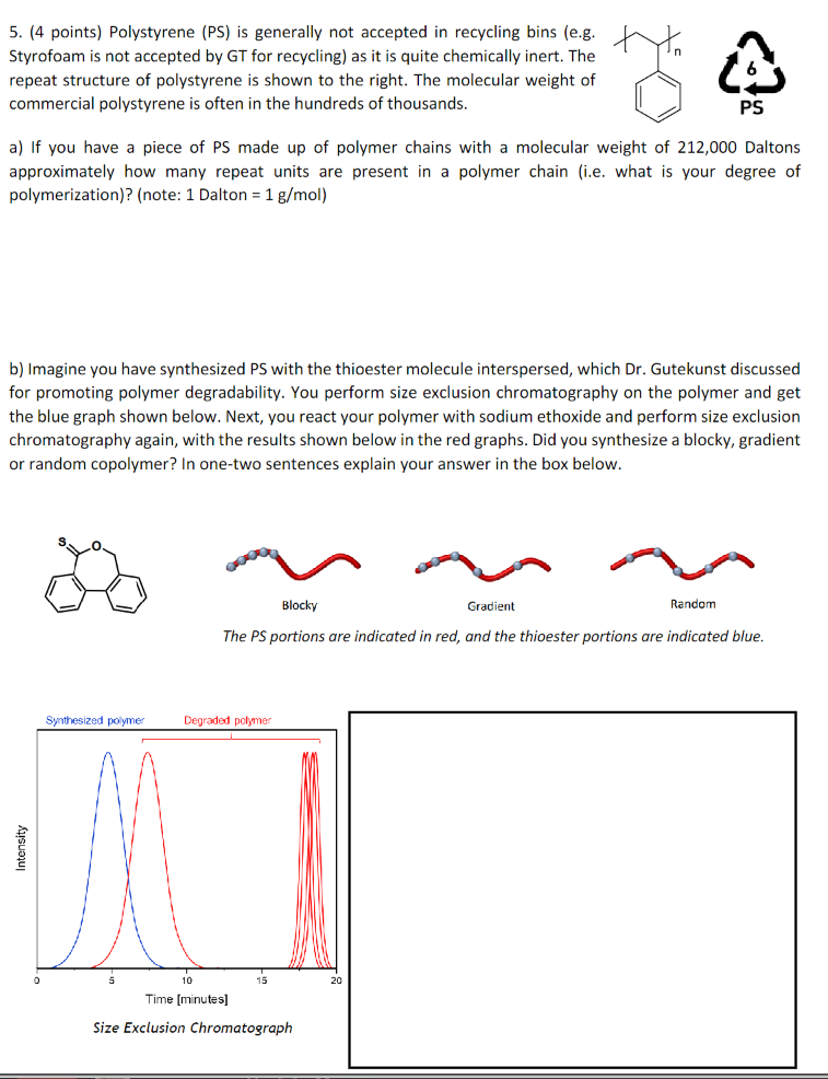 Solved (4 ﻿points) ﻿Polystyrene (PS) ﻿is generally not | Chegg.com
