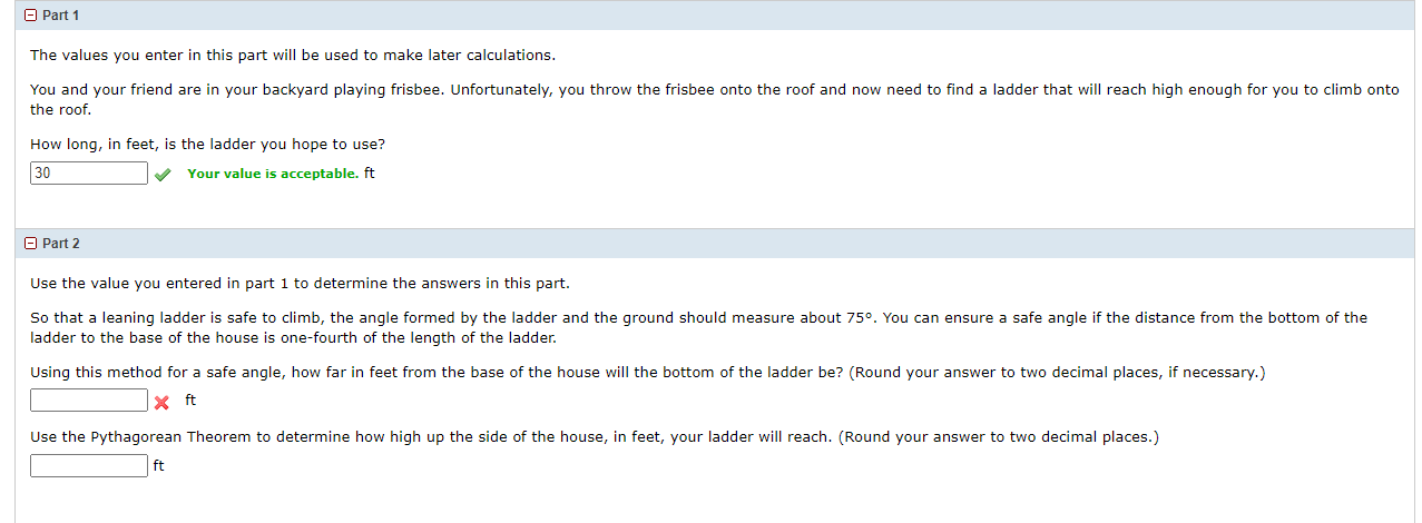 Solved A Part 1 The values you enter in this part will be | Chegg.com