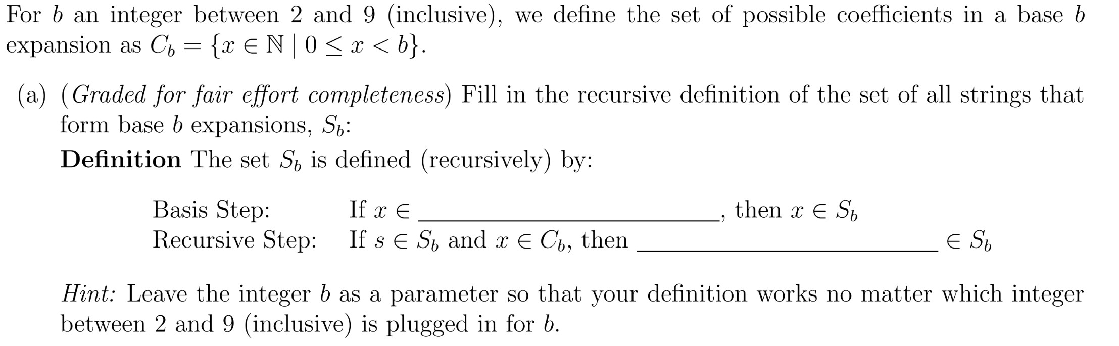 For b an integer between 2 and 9 (inclusive), we | Chegg.com