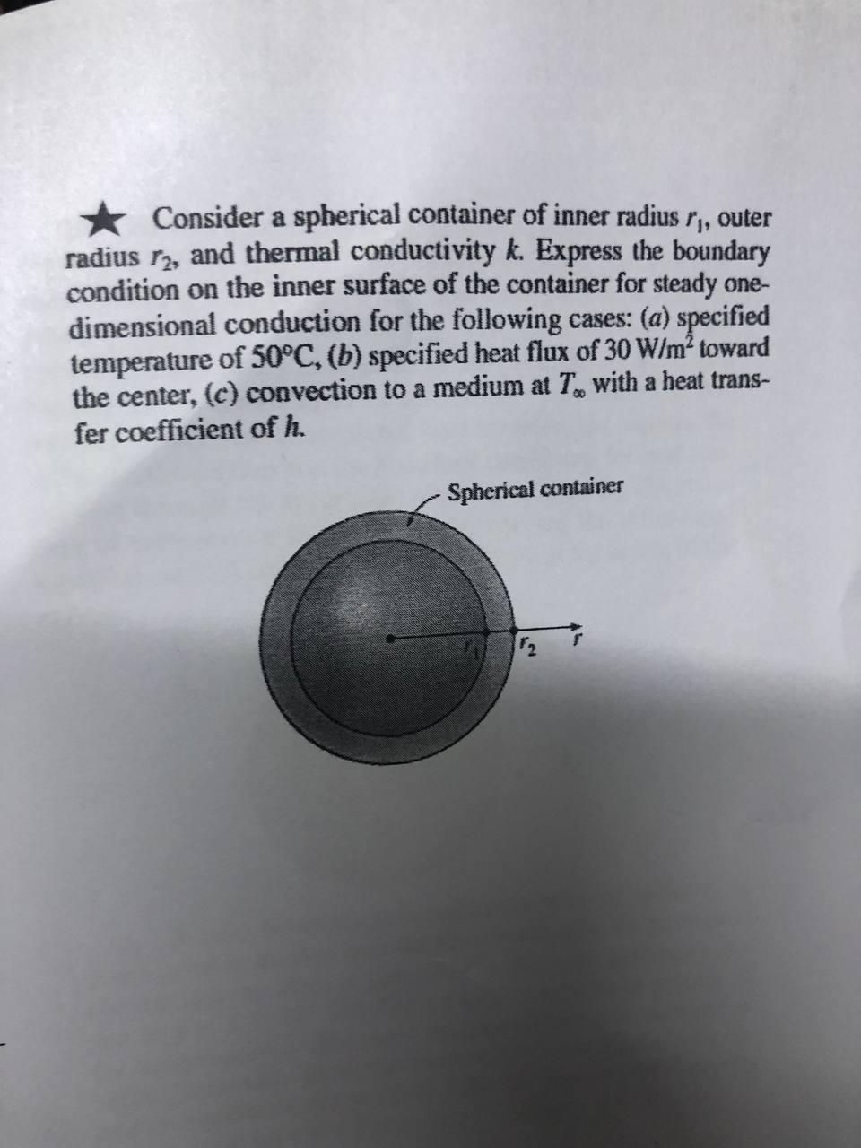 Solved Consider a spherical container of inner radius rı, | Chegg.com Solved Consider a spherical container of inner radius rı, | Chegg.com