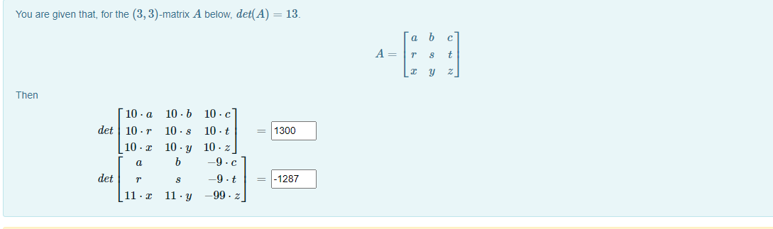 Solved You are given that for the (3, 3)-matrix A below, | Chegg.com