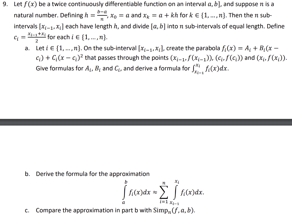 Solved b-a n 1 9. Let f(x) be a twice continuously | Chegg.com