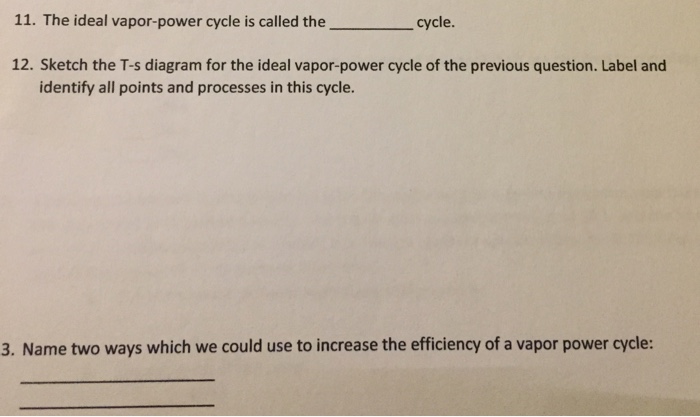 Solved The ideal vapor-power cycle is called the ______ | Chegg.com