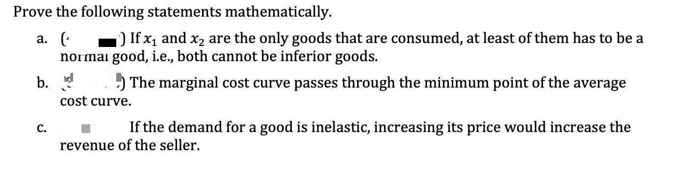 Solved Prove the following statements mathematically. a. ( | Chegg.com