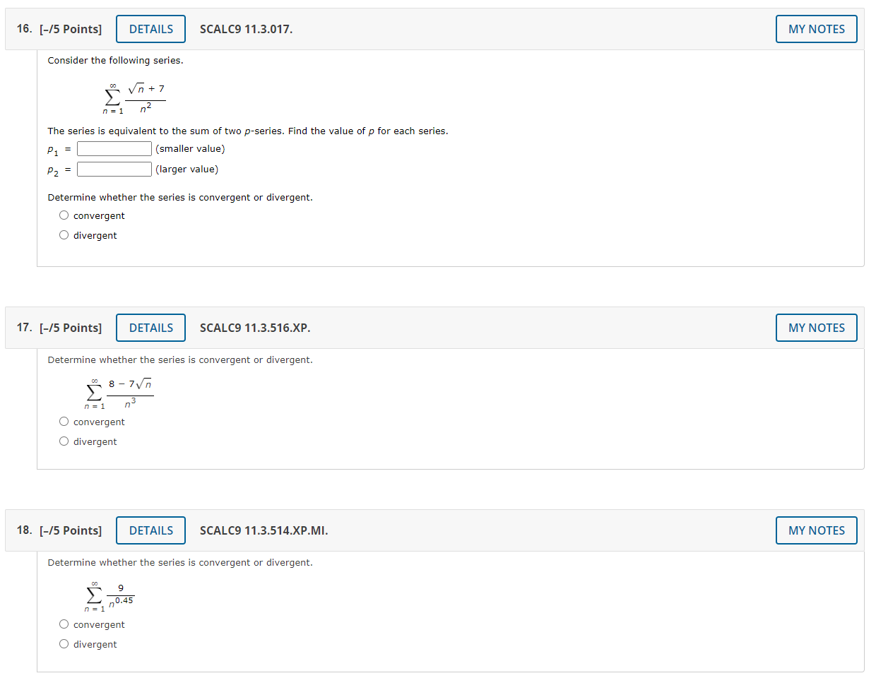 Solved Consider the following series. ∑n=1∞n2n+7 The series | Chegg.com