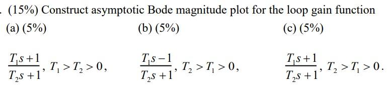 Solved . (15%) Construct asymptotic Bode magnitude plot for | Chegg.com