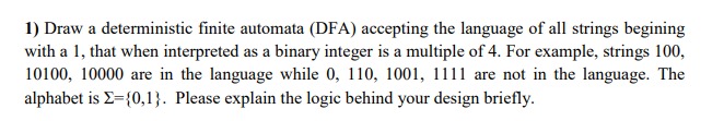 Solved Draw a deterministic finite automata (DFA) ﻿accepting | Chegg.com