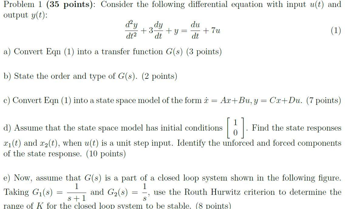 Solved Problem 1 (35 points): Consider the following | Chegg.com