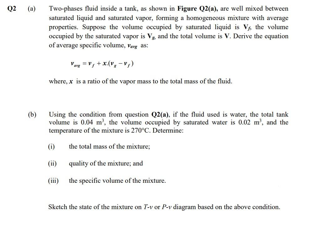 Solved (a) Two-phases fluid inside a tank, as shown in | Chegg.com