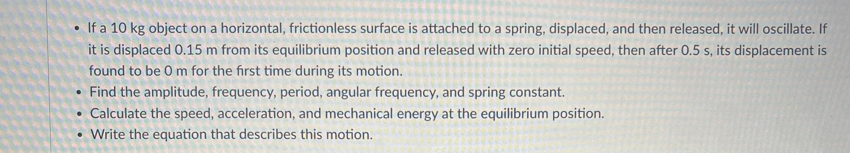 Solved If A 10 Kg Object On A Horizontal Frictionless