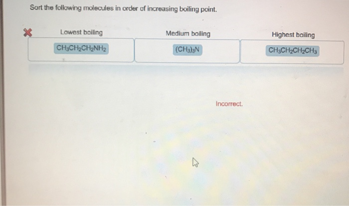 Solved Sort the following molecules in order of increasing | Chegg.com