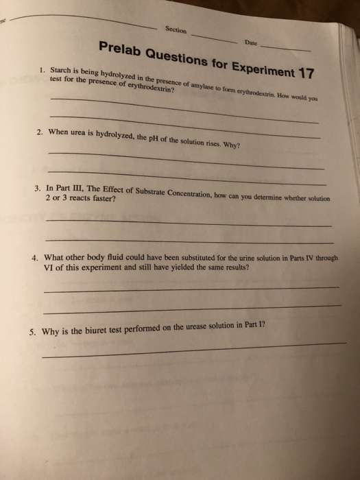 Solved Pre-lab questions for experiment 17 | Chegg.com