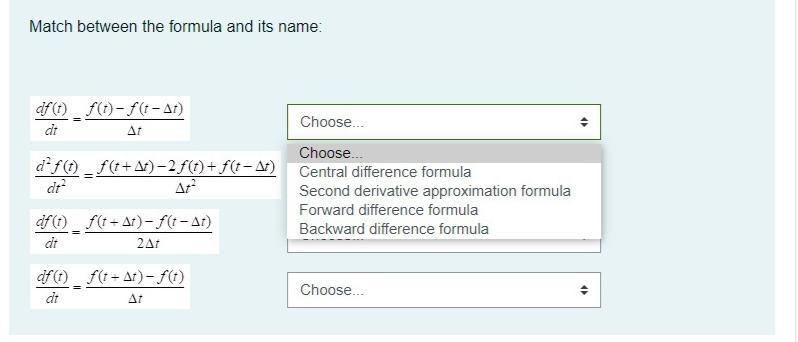 Solved Match between the formula and its name: df (1) | Chegg.com
