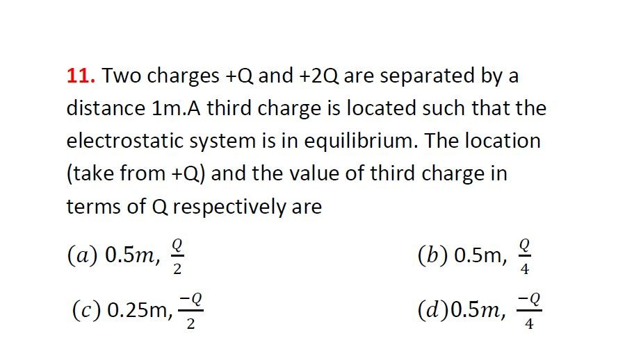Solved 11. Two charges +Q and +2Q are separated by a | Chegg.com
