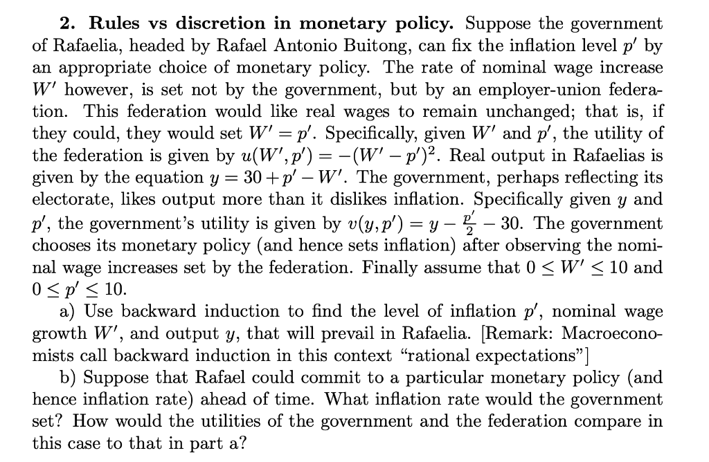 2. Rules vs discretion in monetary policy. Suppose | Chegg.com