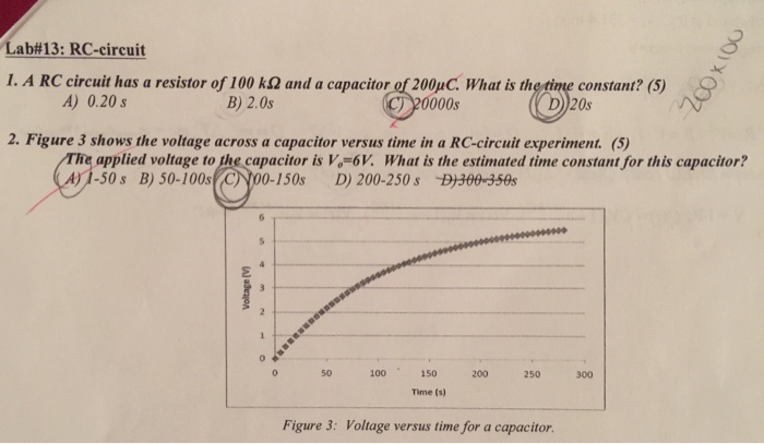 Solved Lab#13: RC-circuit l. A RC circuit has a resistor of | Chegg.com