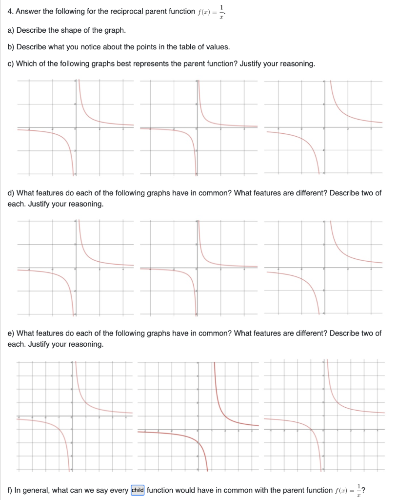 Solved 1 4. Answer the following for the reciprocal parent | Chegg.com