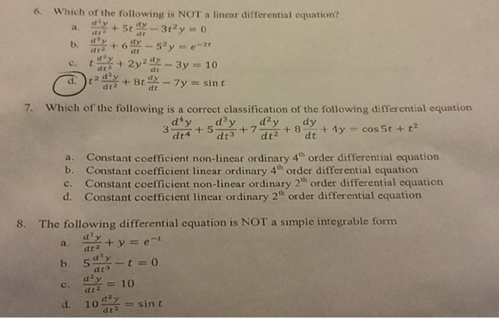 Solved 6. Which of the following is NOT a linear | Chegg.com