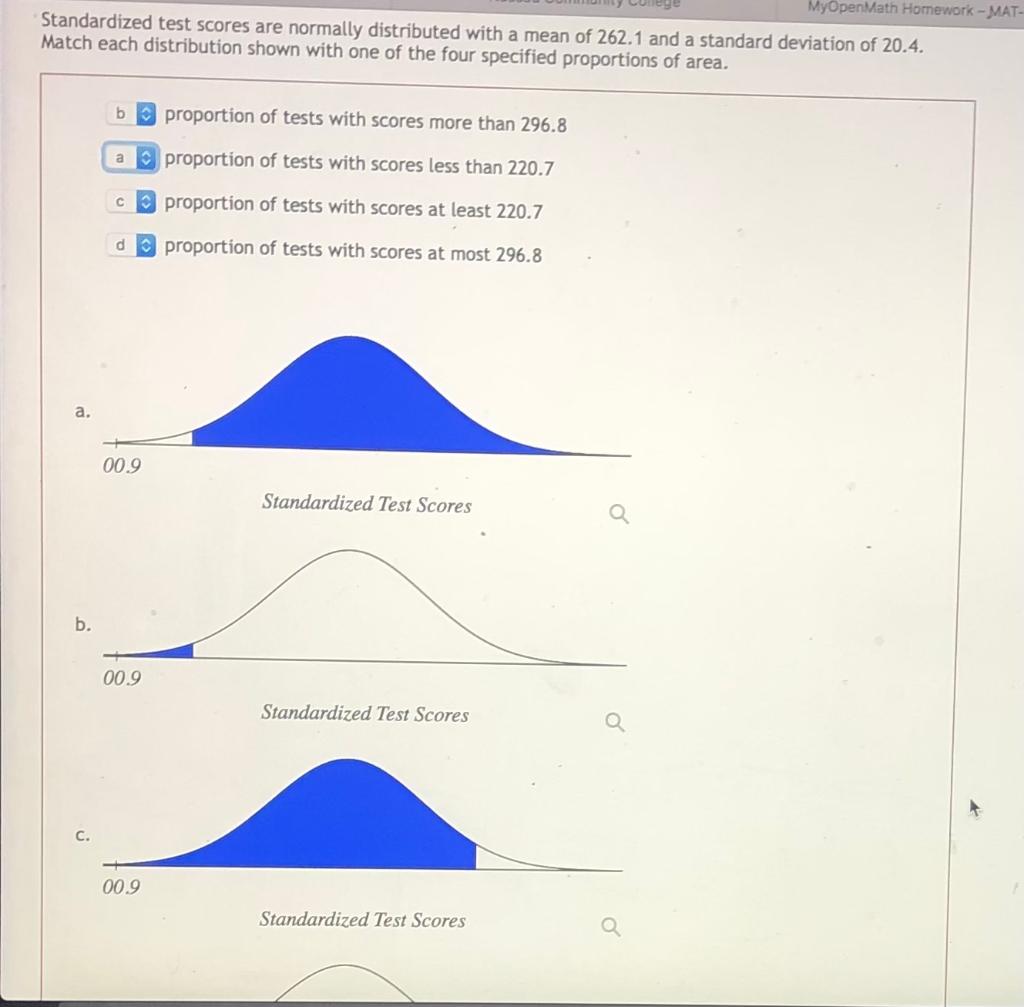 Solved Standardized Test Scores Are Normally Distributed
