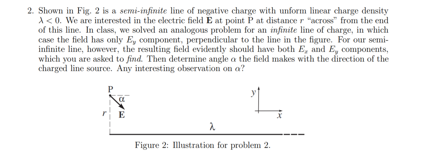 Solved 2. Shown in Fig. 2 is a semi-infinite line of | Chegg.com