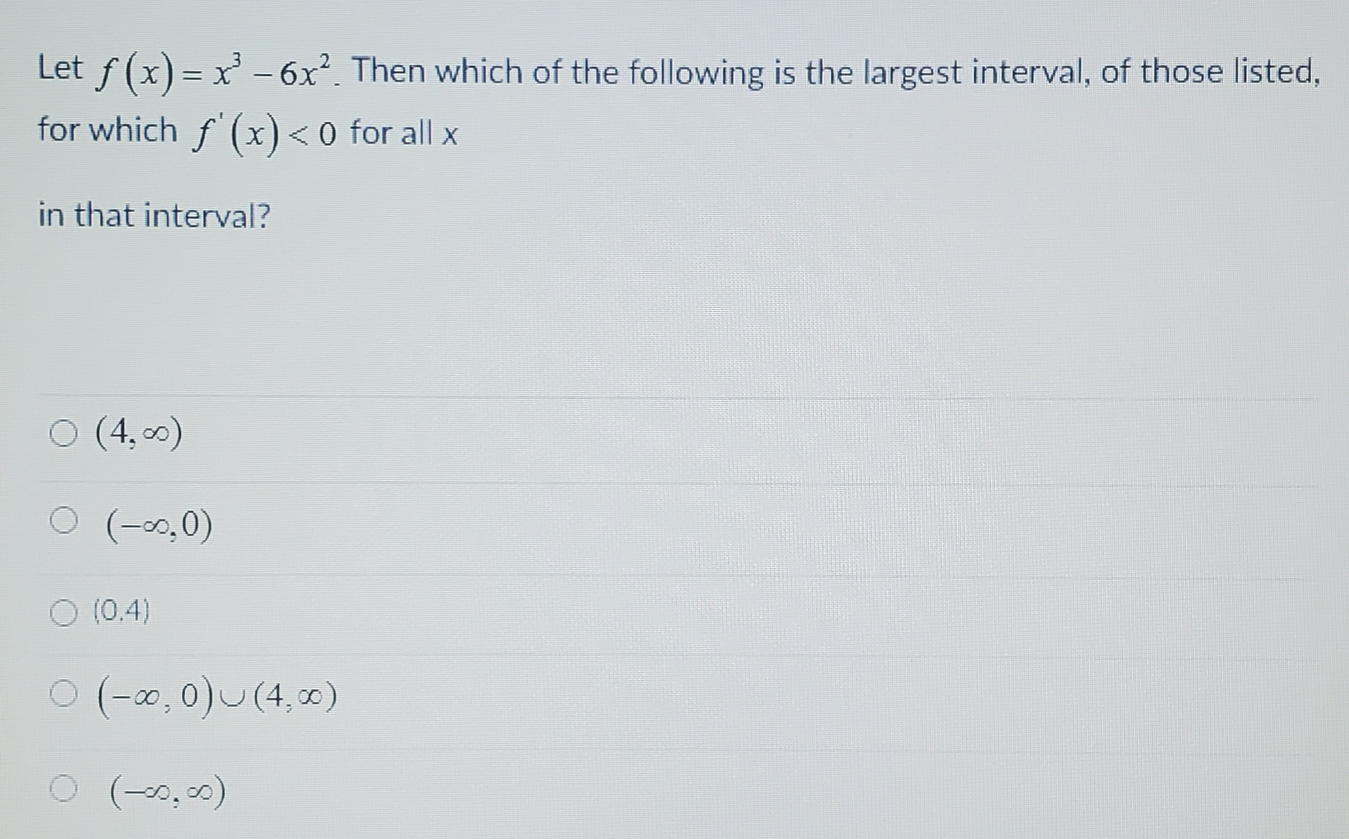 Solved Let f(x)=x3−6x2. Then which of the following is the | Chegg.com