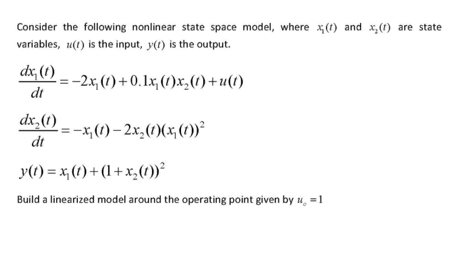 Solved Consider The Following Nonlinear State Space Model
