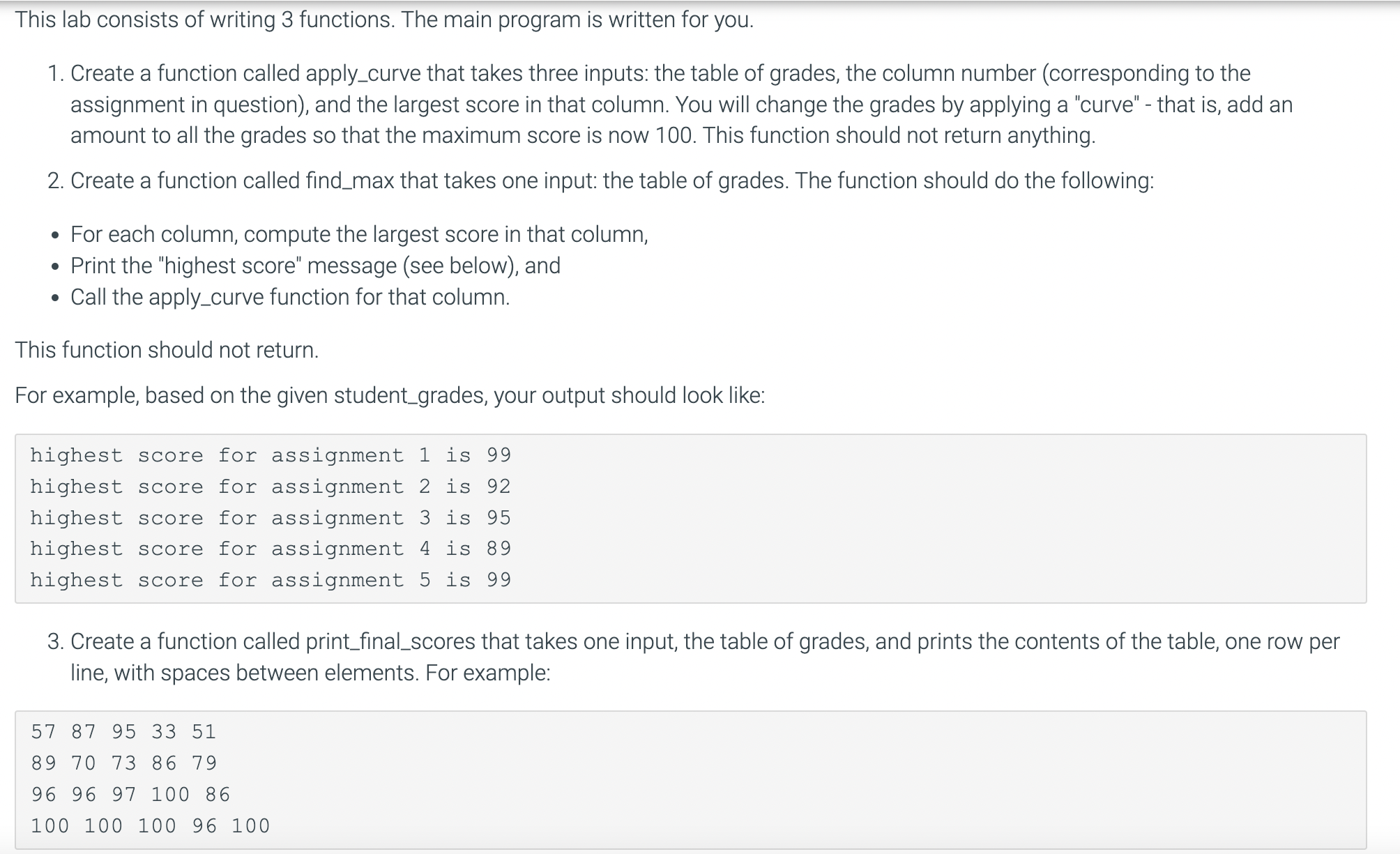 Solved This lab consists of writing 3 functions. The main | Chegg.com